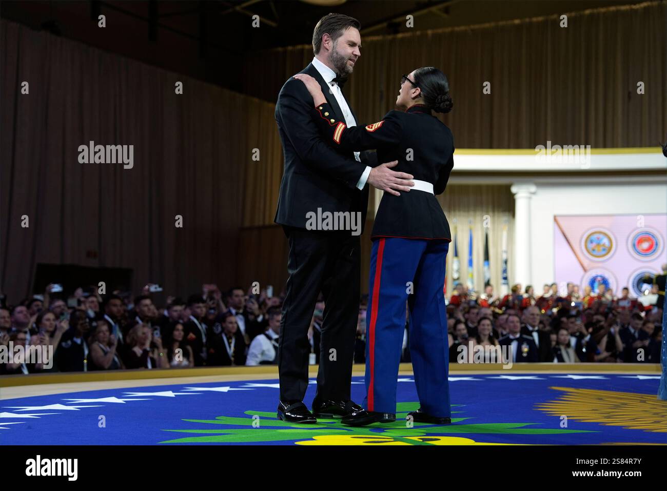 Vice President JD Vance dances with a service member at the Commander ...