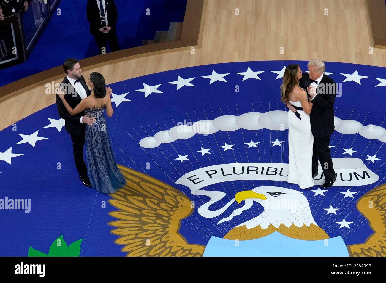 President Donald Trump, right, with first lady Melania Trump, and Vice President JD Vance, left ...
