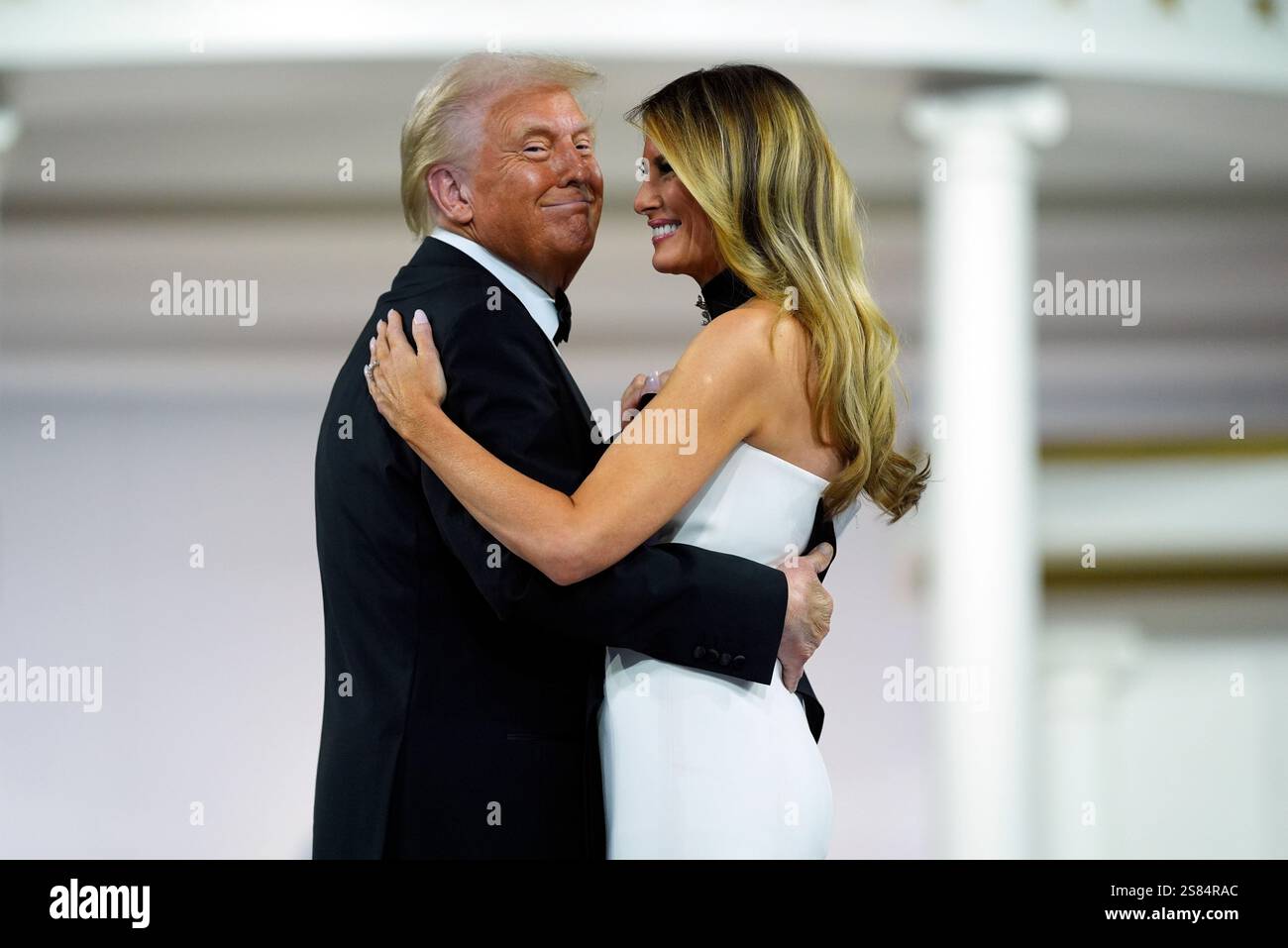 President Donald Trump and first lady Melania Trump dance at the Commander in Chief Ball, part ...