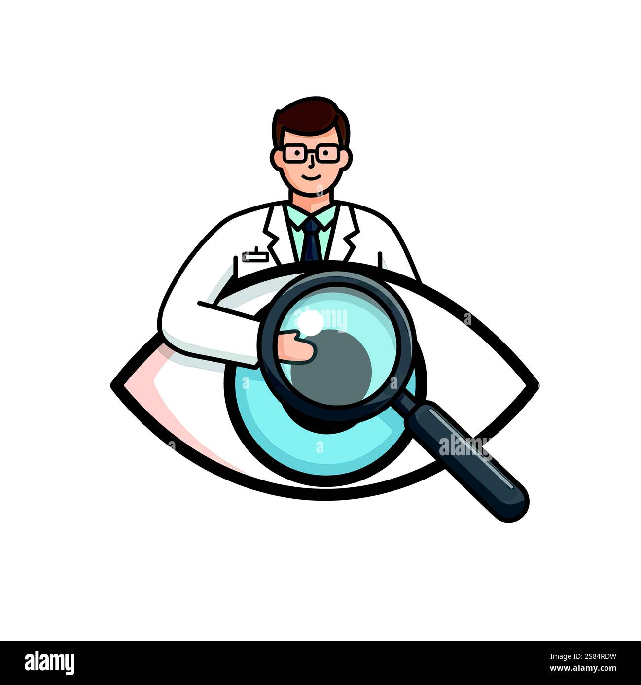 Vector Icon of an Ophthalmologist Holding an Eye Icon: Symbol of ...