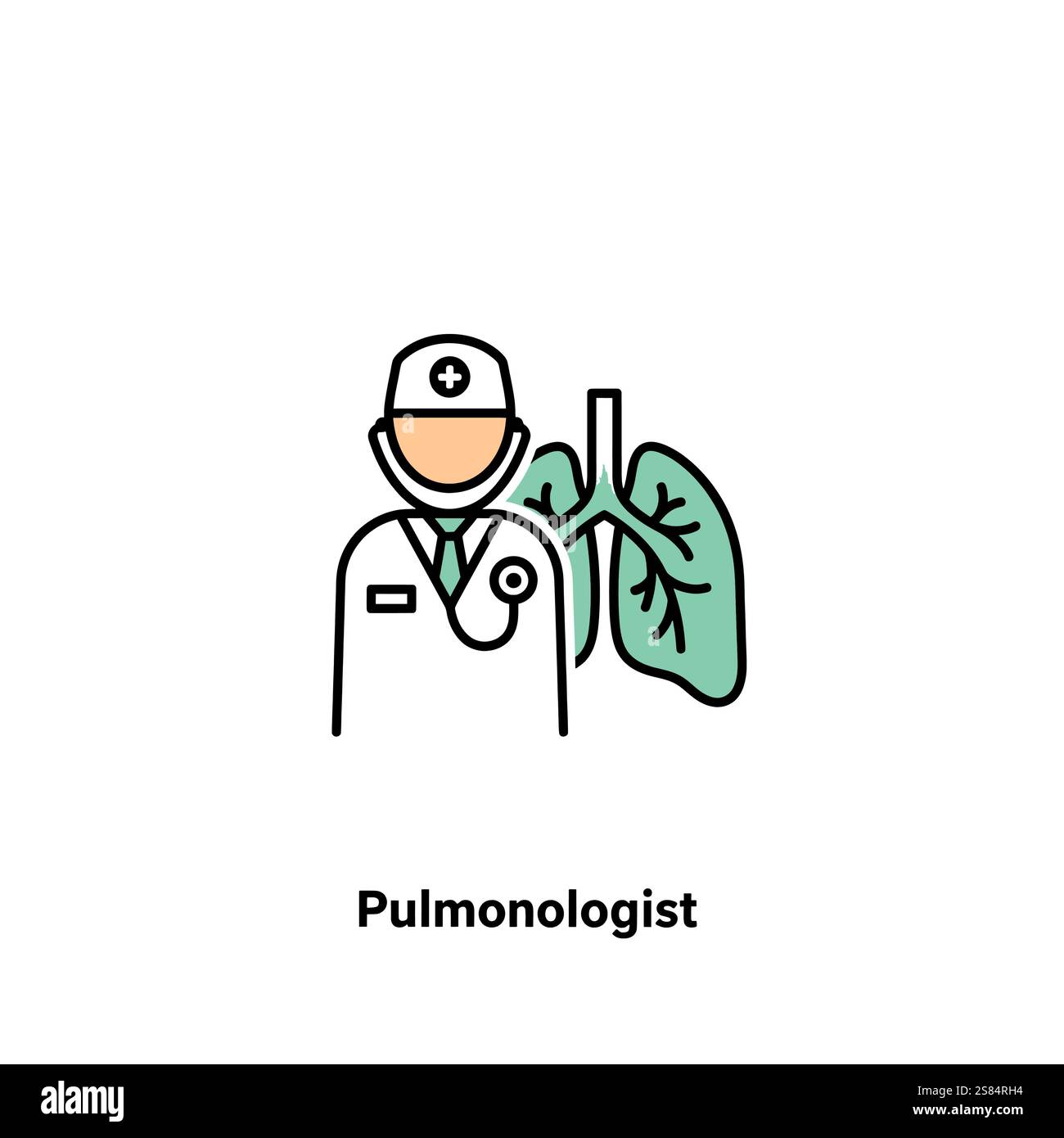 Vector Icon of a Pulmonologist Holding a Lung Icon: Symbol of ...