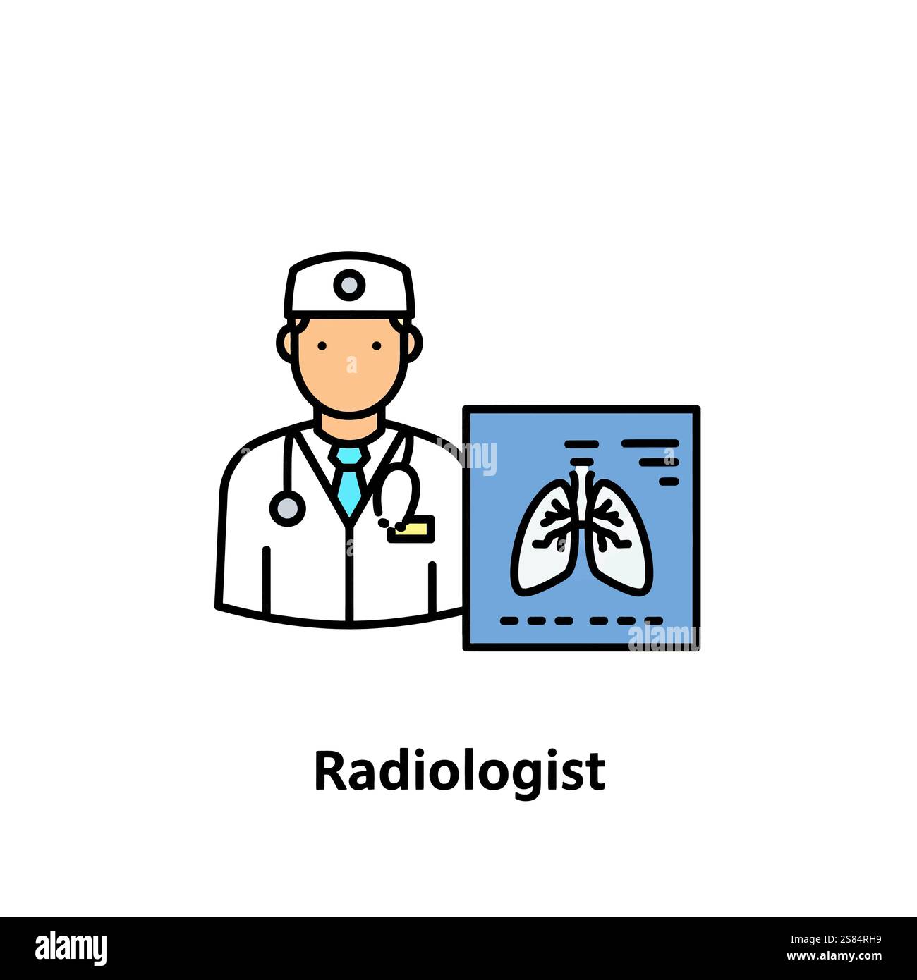 Vector Icon of a Pulmonologist Holding a Lung Icon: Symbol of ...