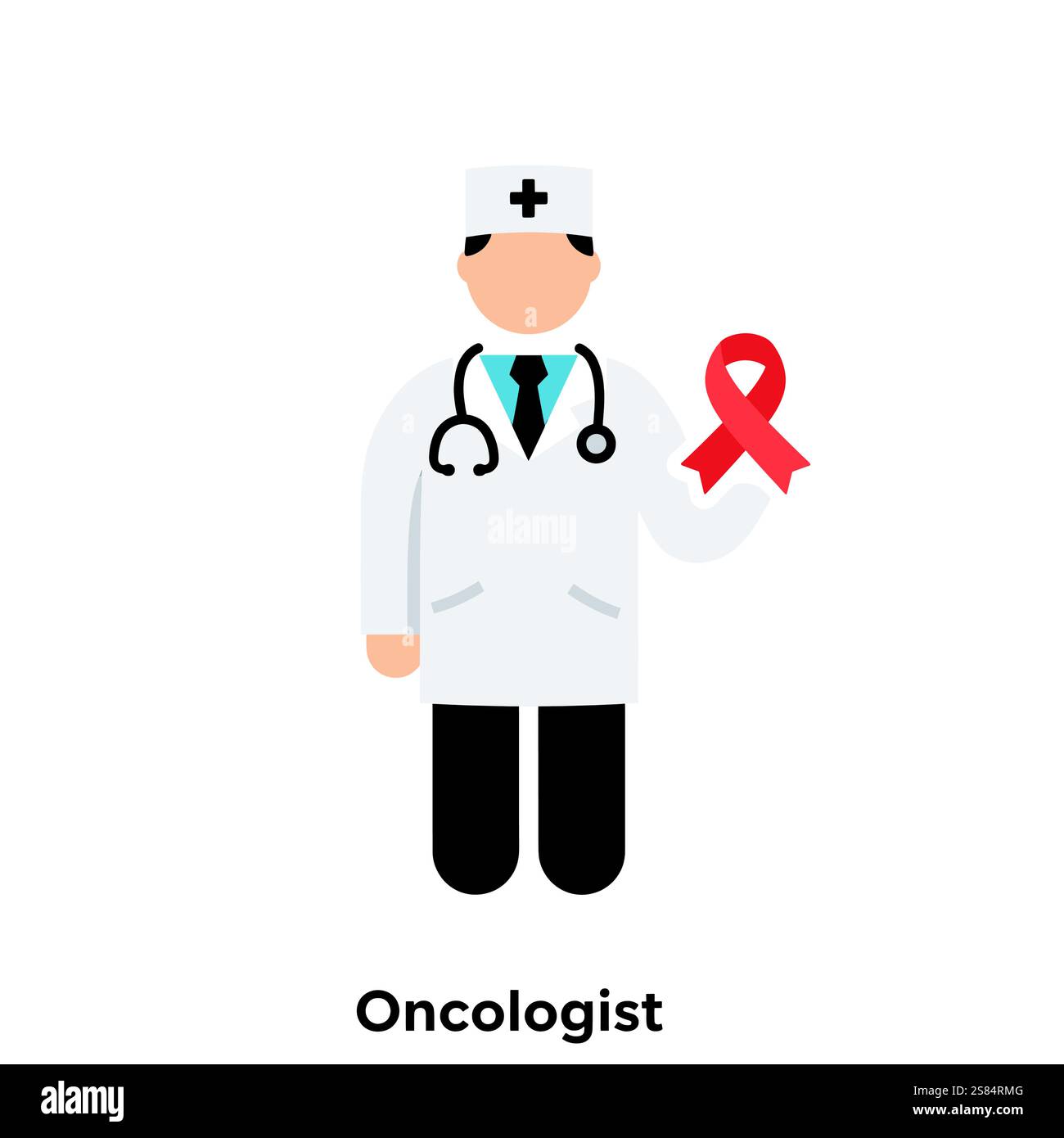 Vector Illustration: Oncologist Doctor with a Cancer Ribbon ...
