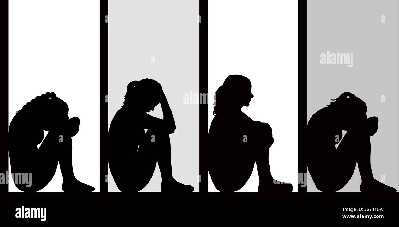 Collection of sad women silhouettes Stock Vector Image & Art - Alamy