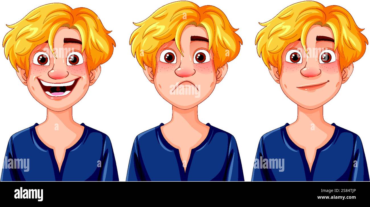 Three facial expressions: happy, sad, and neutral Stock Vector Image & Art - Alamy