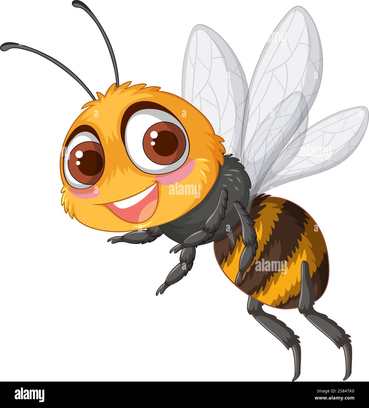 Smiling bee with big eyes and wings Stock Vector Image & Art - Alamy