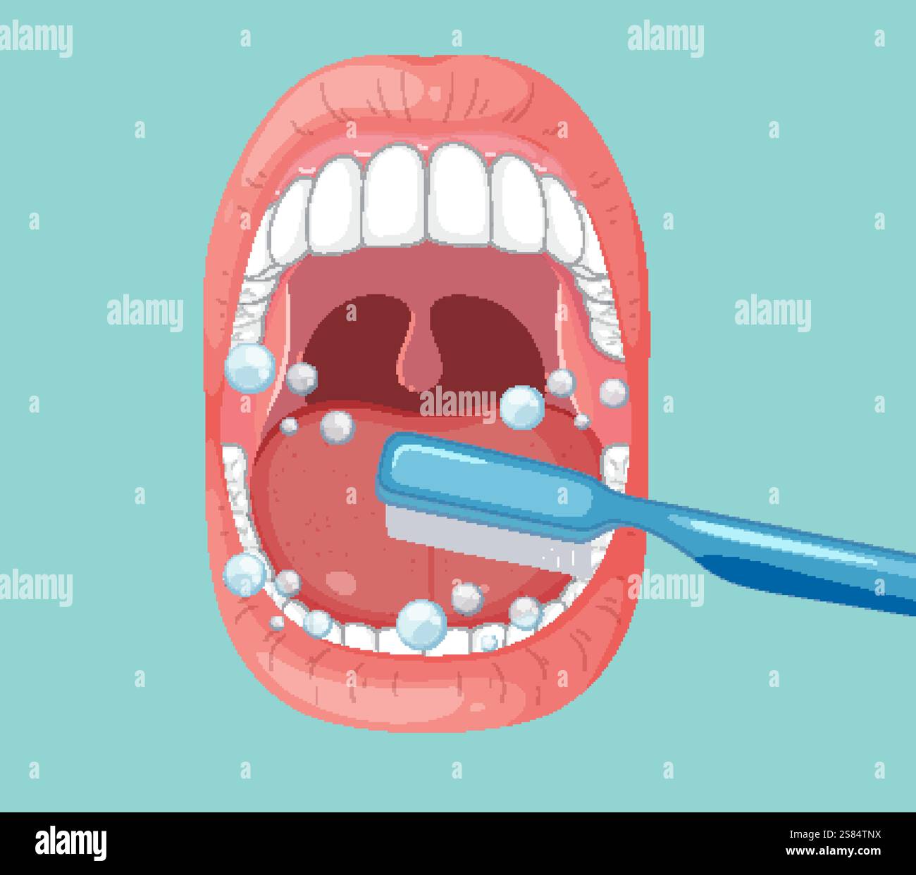 Open mouth with toothbrush and bubbles inside Stock Vector Image & Art ...