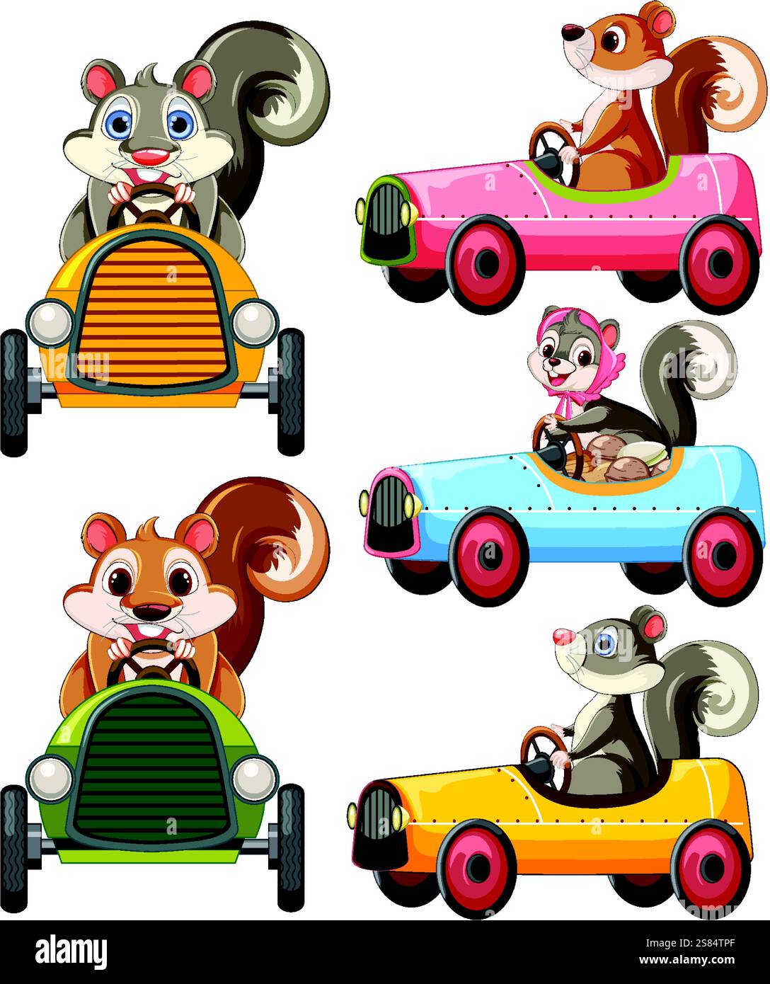 Cute squirrels in vibrant cars, showcasing fun and adventure Stock ...