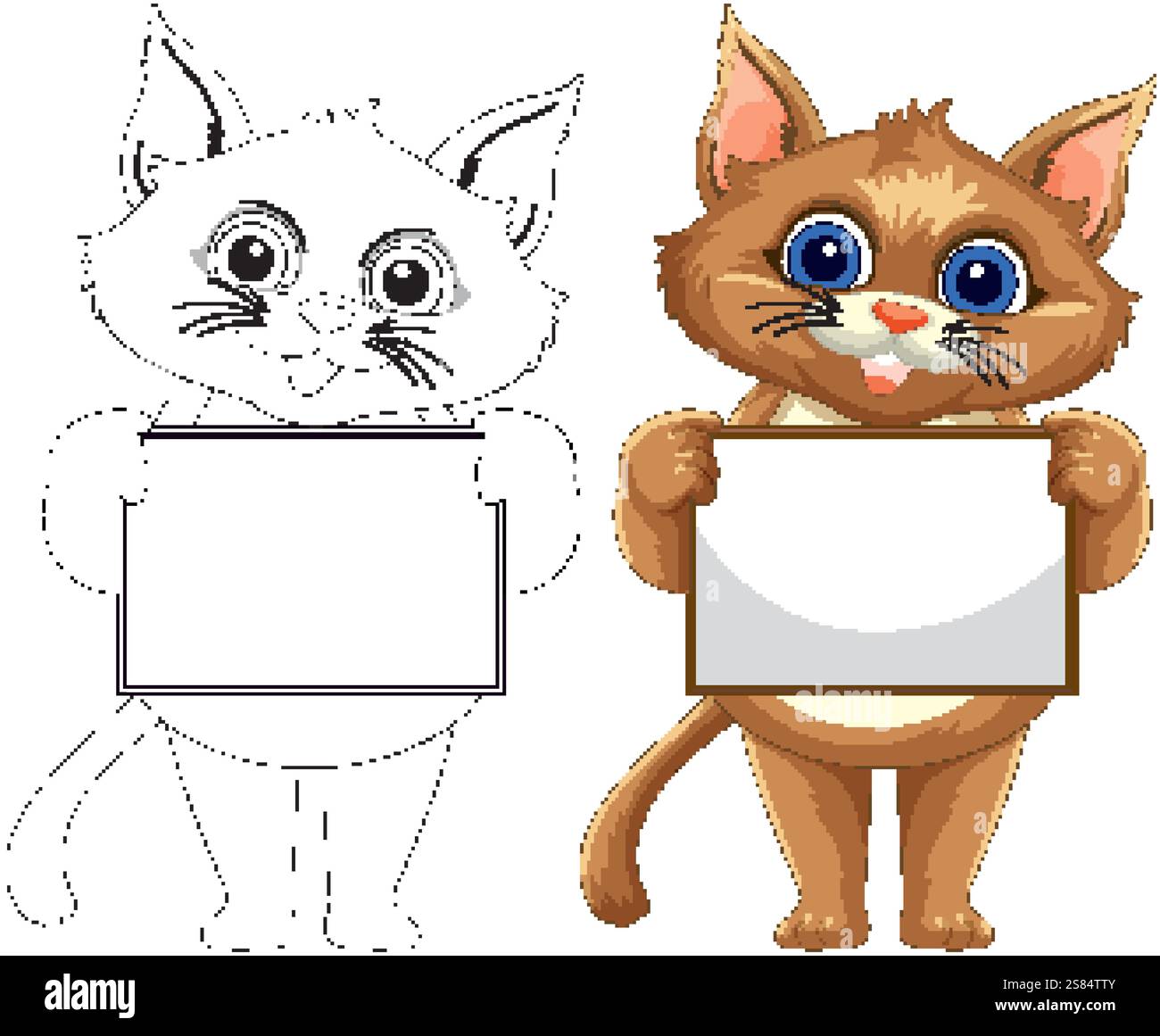 Two cartoon cats with blank signs for messages Stock Vector Image & Art ...