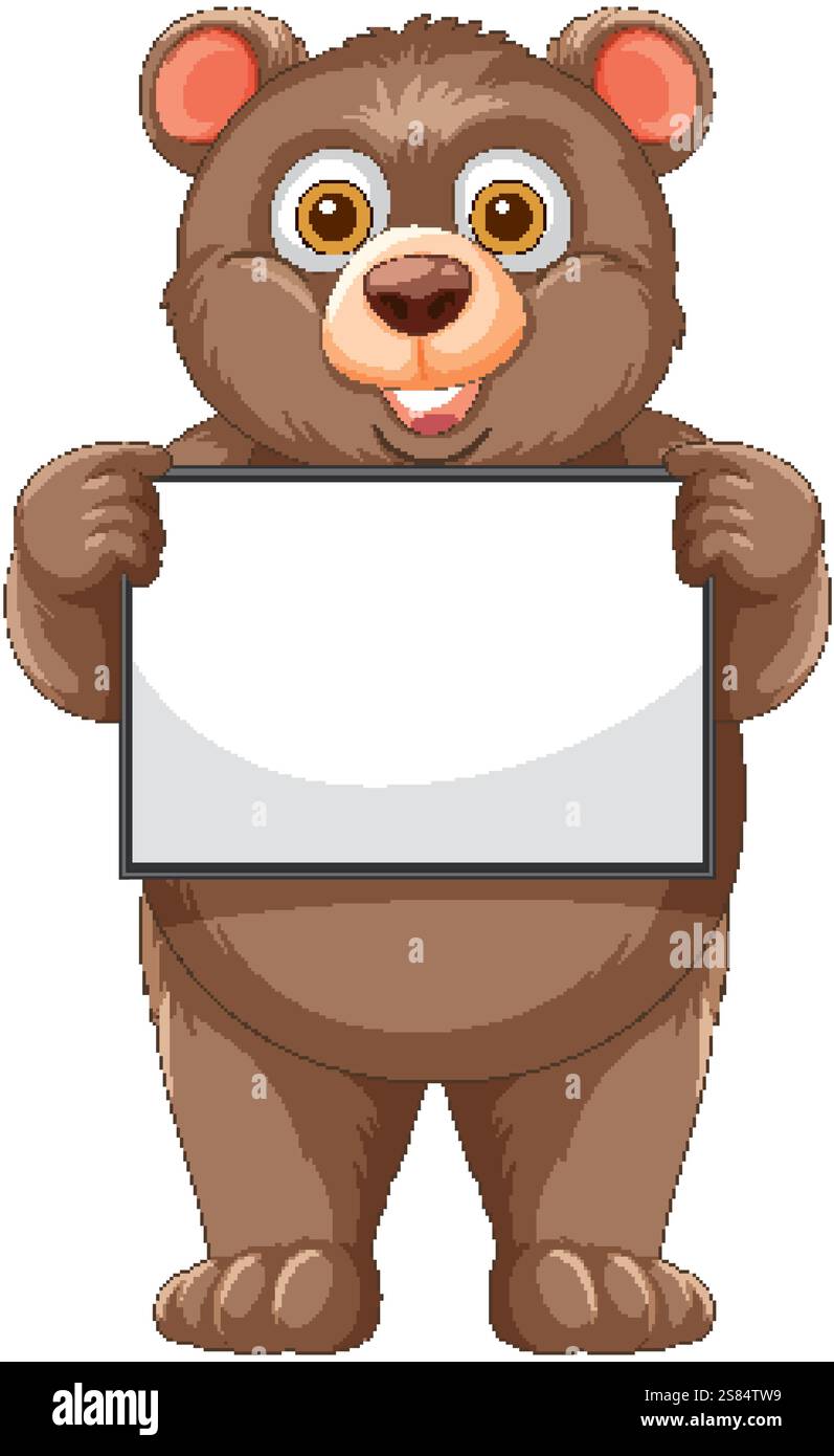 Adorable bear with a blank signboard Stock Vector Image & Art - Alamy
