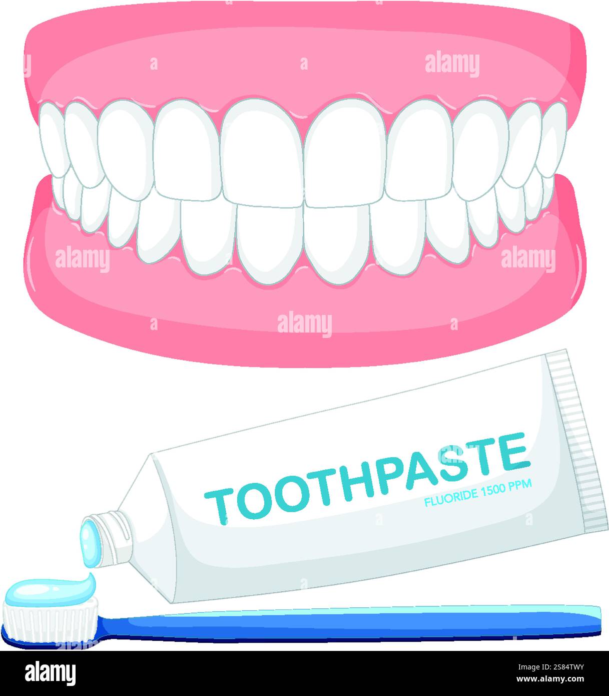 Illustration of teeth, toothpaste, and toothbrush Stock Vector Image ...
