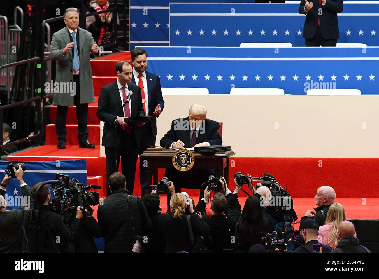 Washington, USA. 20th Jan, 2025. U.S. President Donald Trump signs an ...