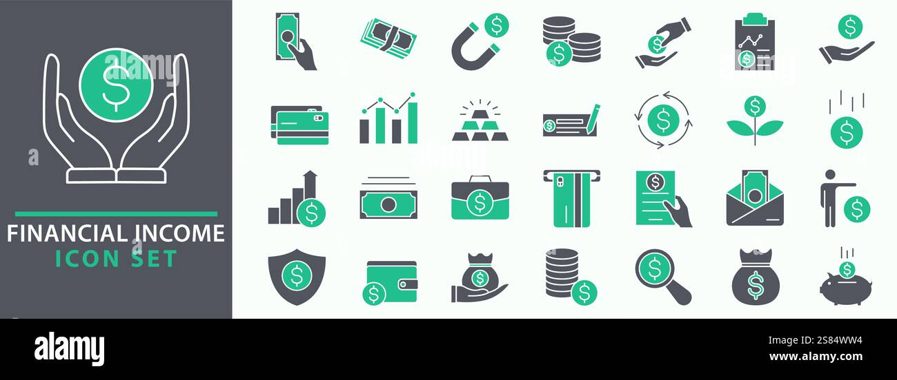 Financial Income icon set. Set of icons related to income, profit ...