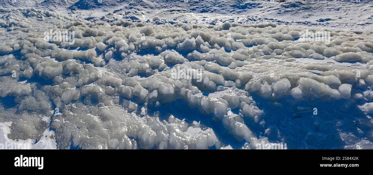 Shore ice builds along the Peninsula State Park shore,on Green Bay ...
