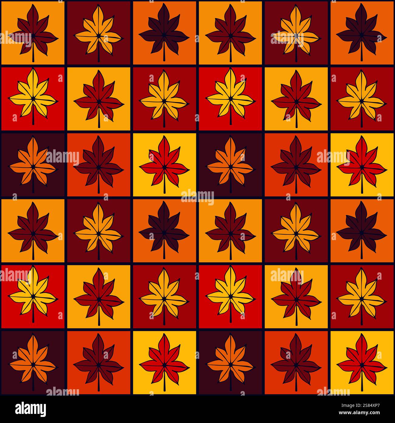 Geometric seamless pattern with autumn leaves vector illustration Stock ...
