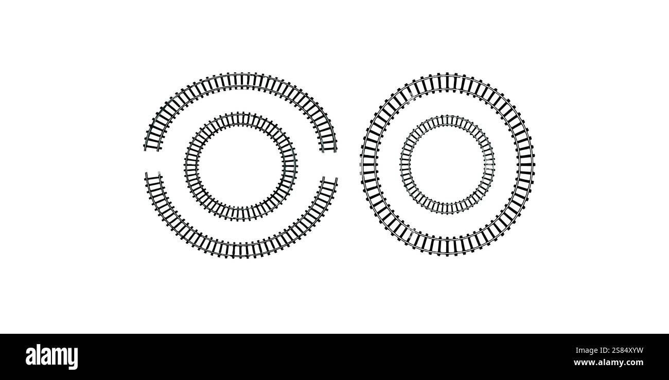 Railway train track vector route. Rail pattern round circular curve railroad path icon Stock ...