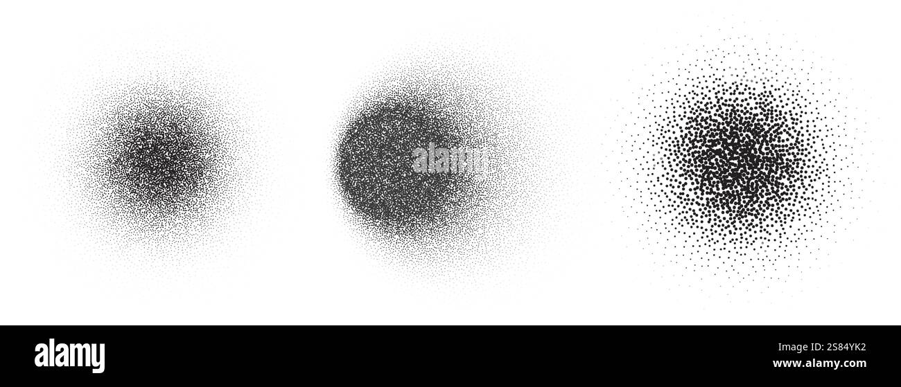 Circle vector shadows with grainy noise. Round black shades isolated on ...