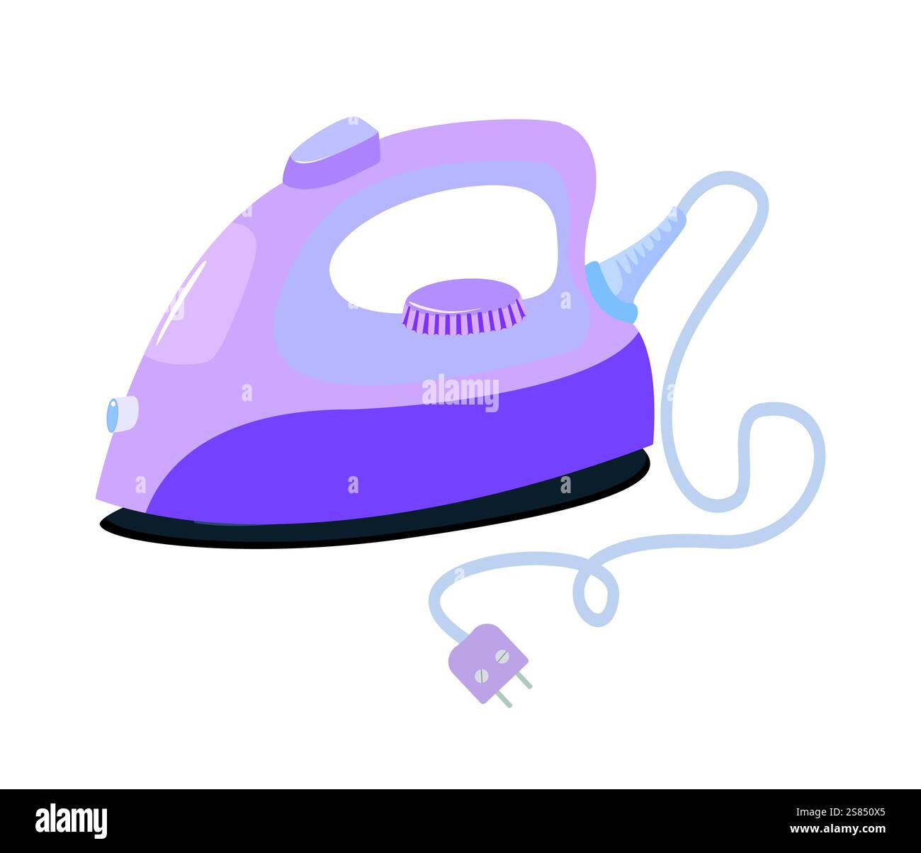 Pink electric iron. Drawn in cartoon style. Vector illustration Stock ...