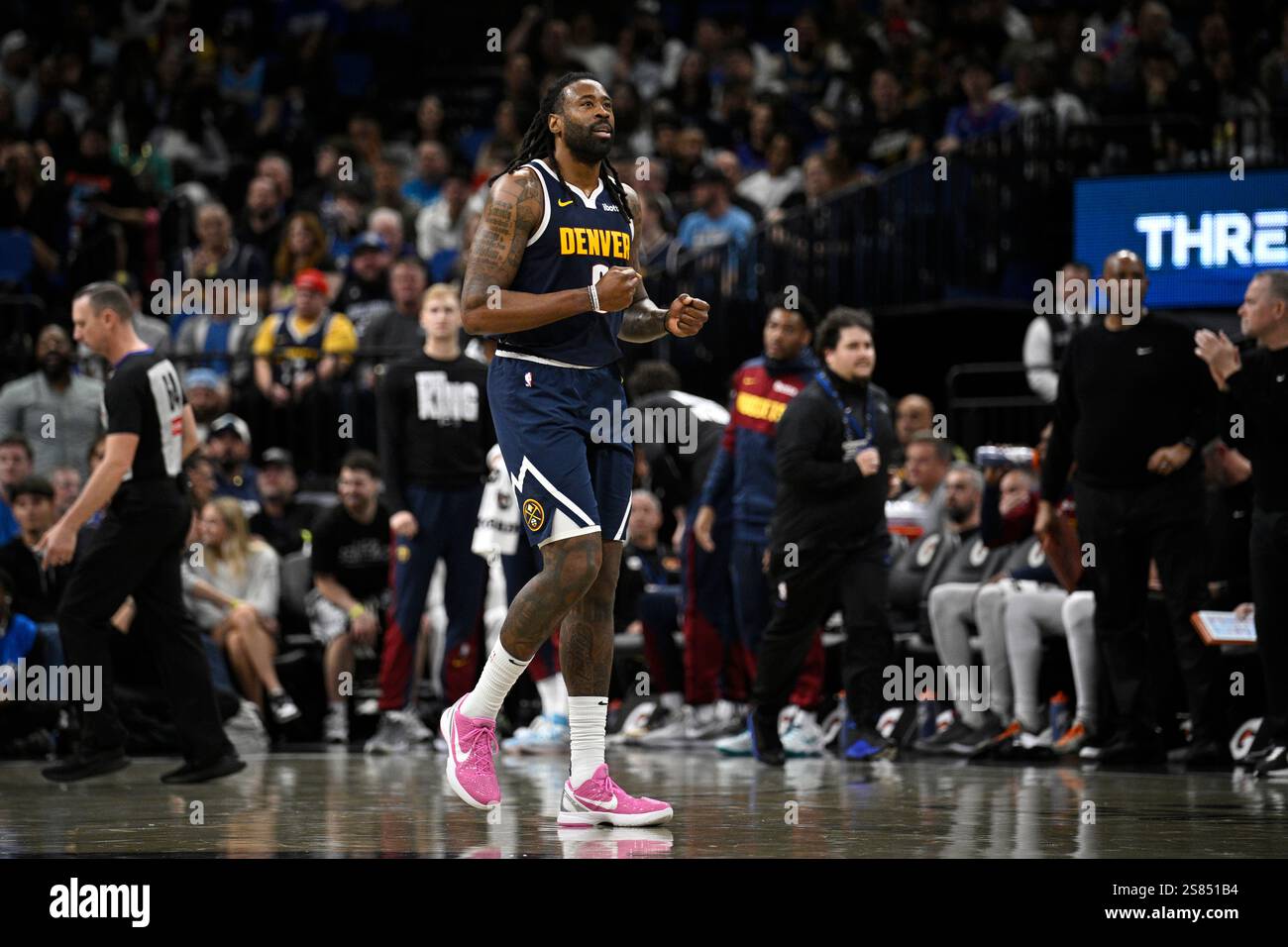 Denver Nuggets center DeAndre Jordan (6) reacts after a score during ...