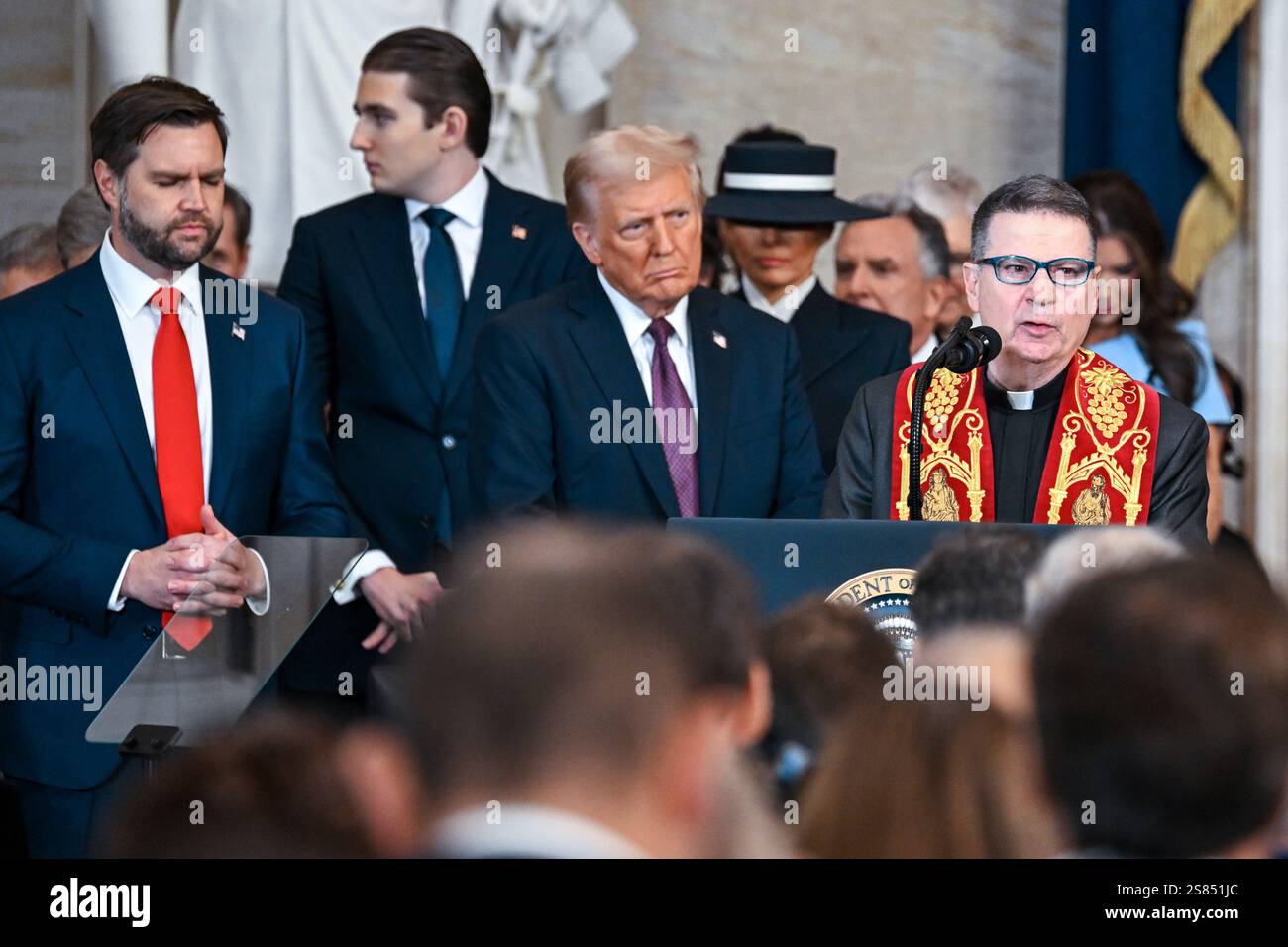 Rev. Fr. Frank Mann speaks during the inauguration of Donald Trump as ...