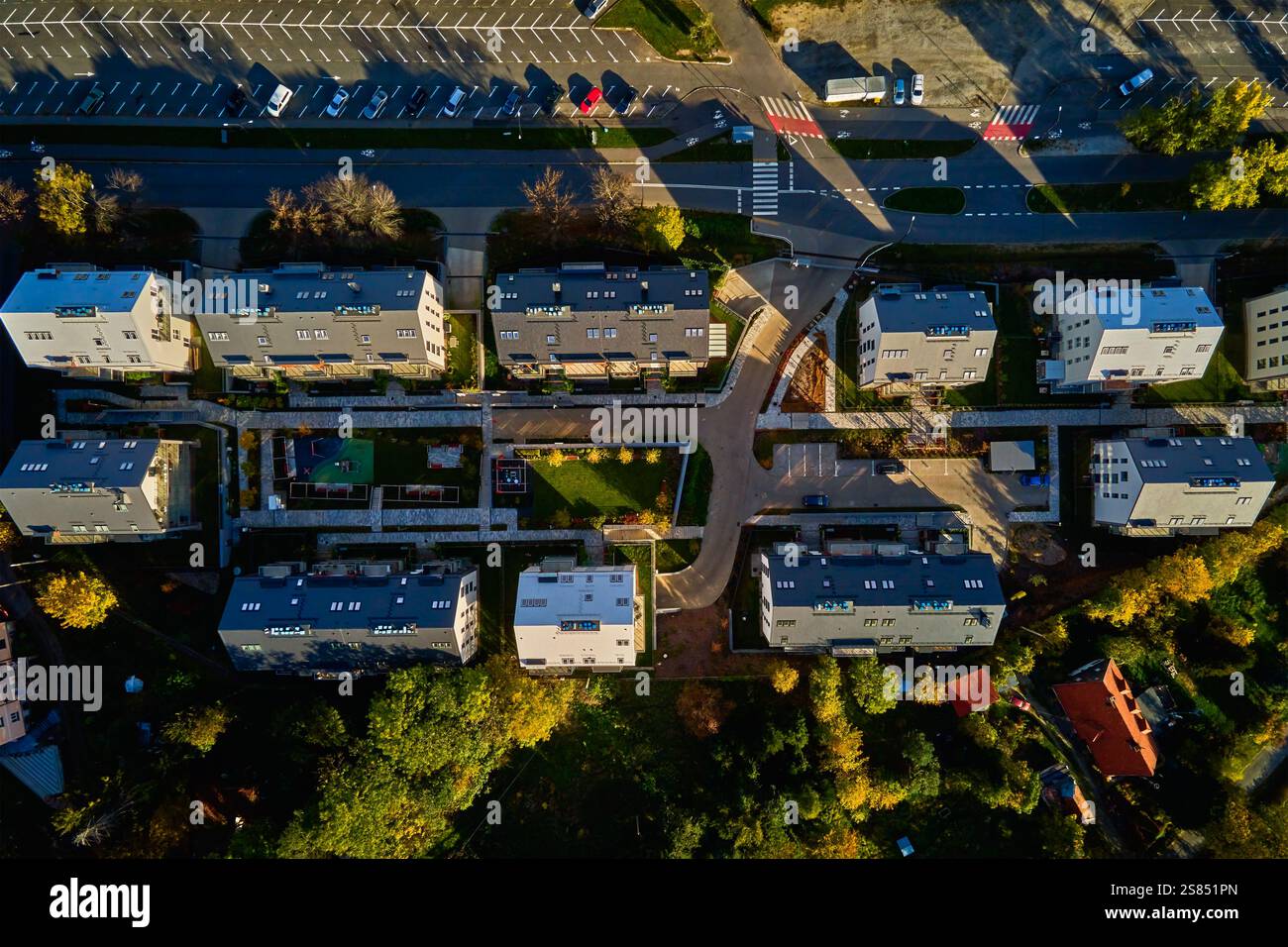 Top view roads homes buildings hi-res stock photography and images - Alamy