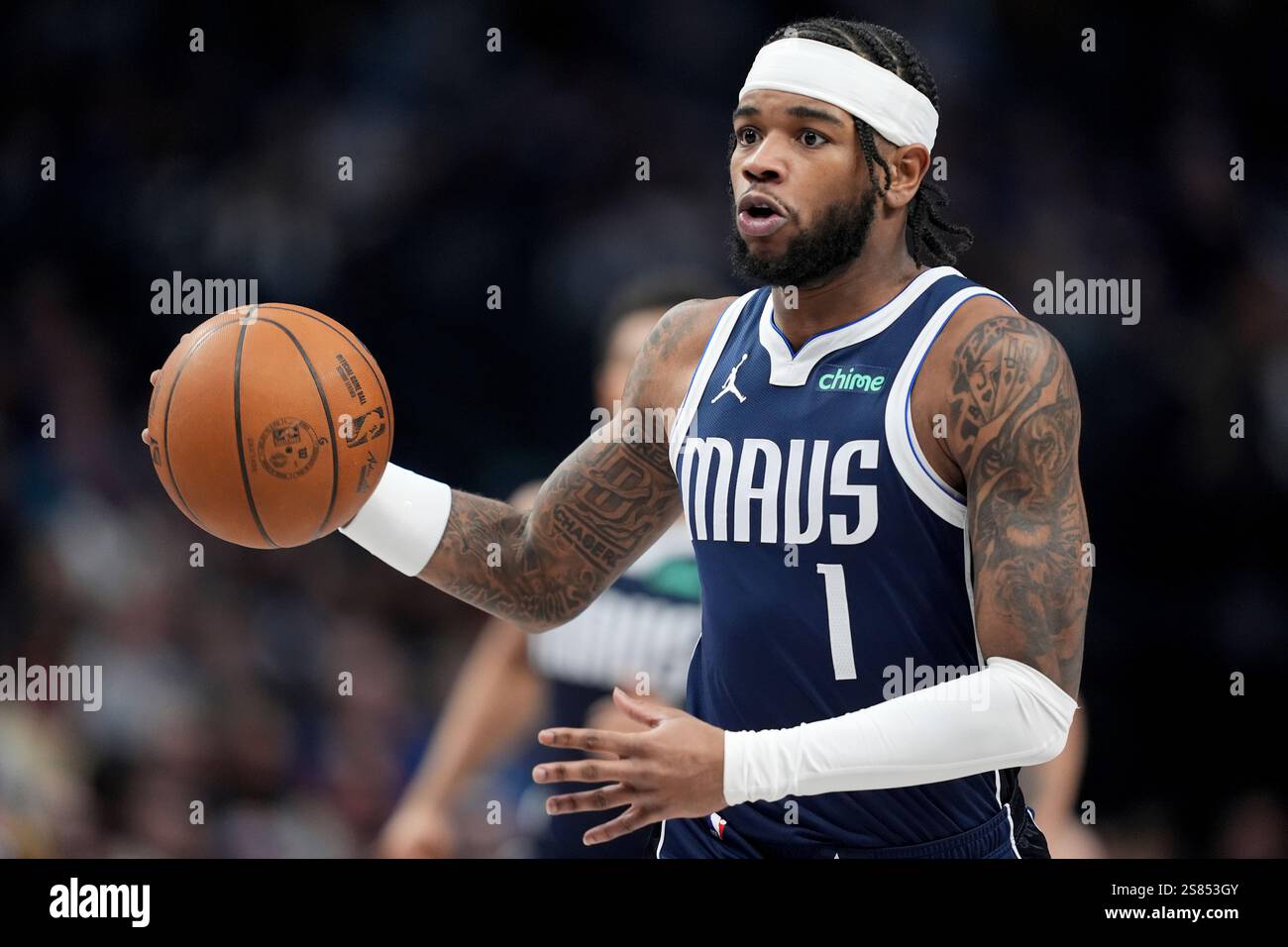 Dallas Mavericks guard Jaden Hardy handles the ball during an NBA ...