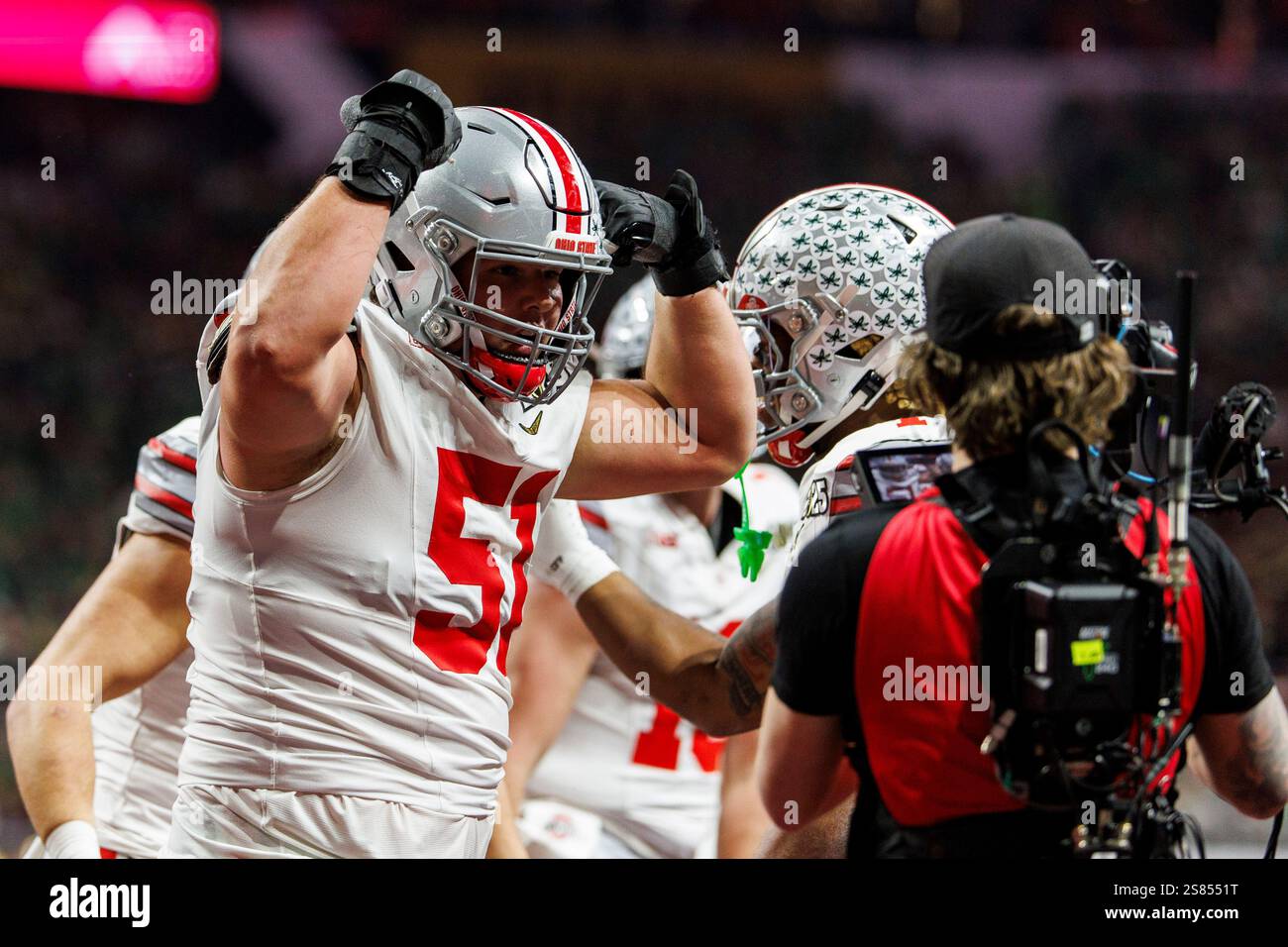 Atlanta, Georgia. 20th Jan, 2025. Ohio State offensive lineman Luke ...