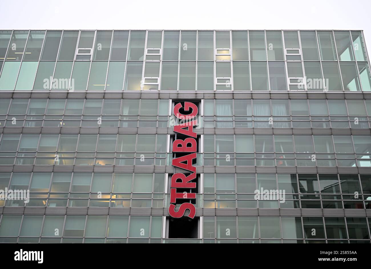 The Strabag logo on the facade of the construction company's ...