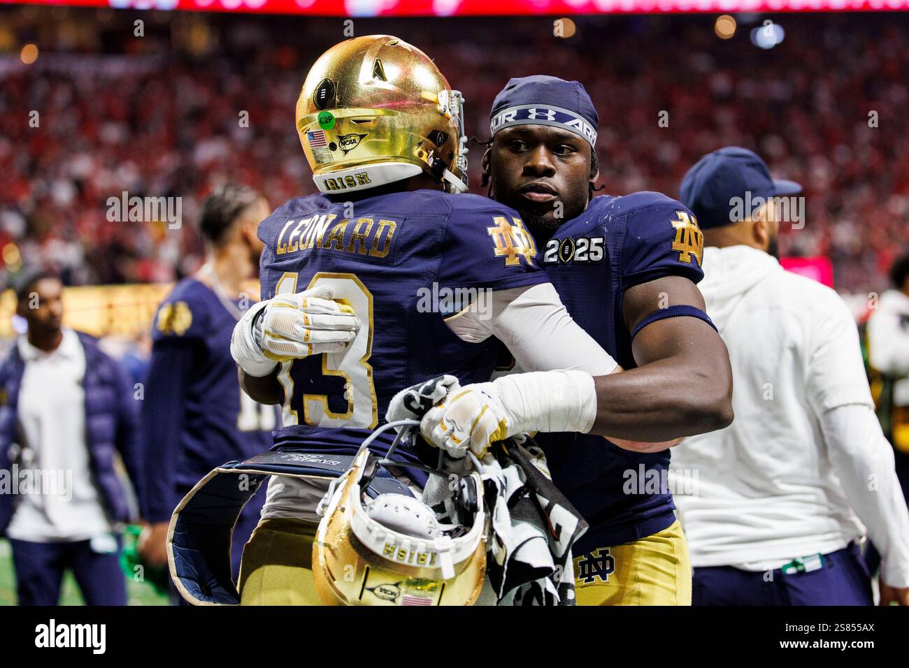 Atlanta, Georgia. 20th Jan, 2025. Notre Dame quarterback Riley Leonard ...