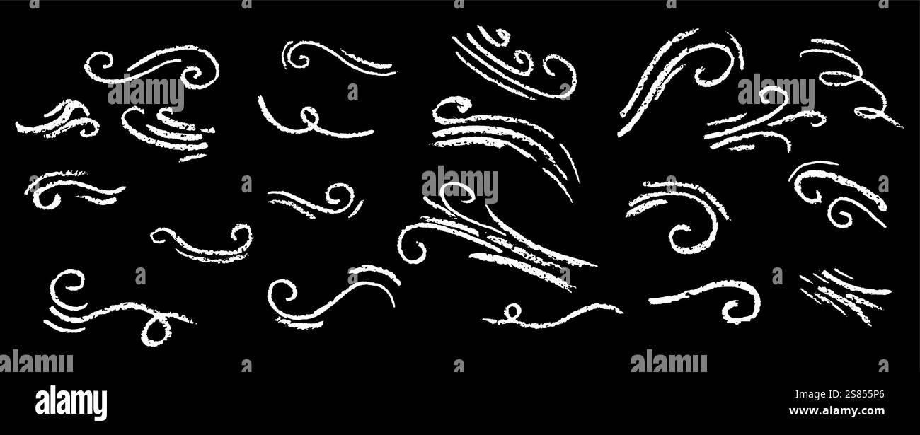 Set of white motion lines. Collection of modern abstract wind symbols ...