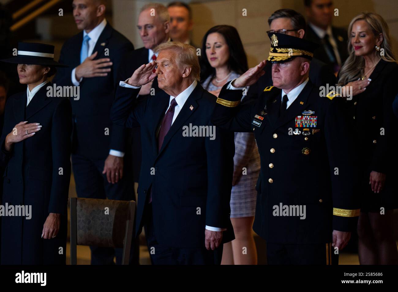 United States President Donald Trump reviews the troops in Emancipation ...
