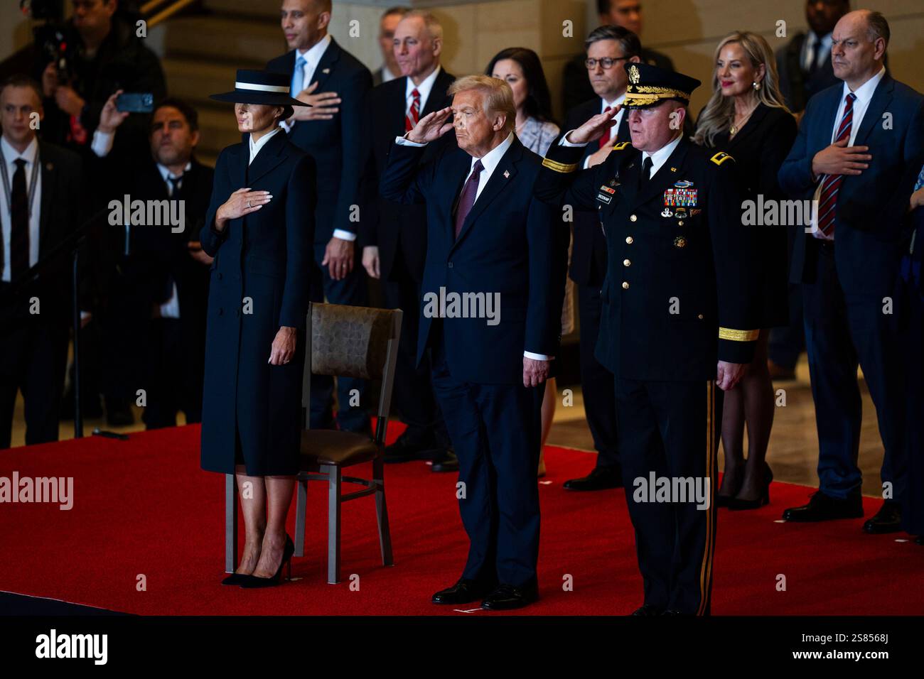 United States President Donald Trump reviews the troops in Emancipation ...