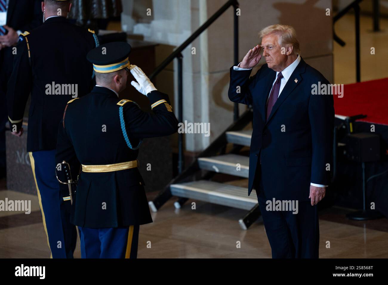United States President Donald Trump reviews the troops in Emancipation ...