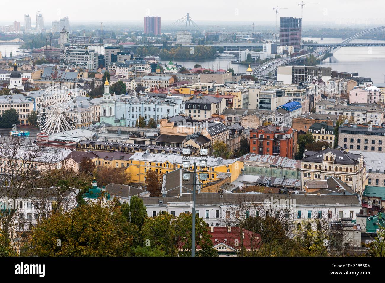 Buildings in Kyiv, view from St. Andrew's Church in the city centre ...
