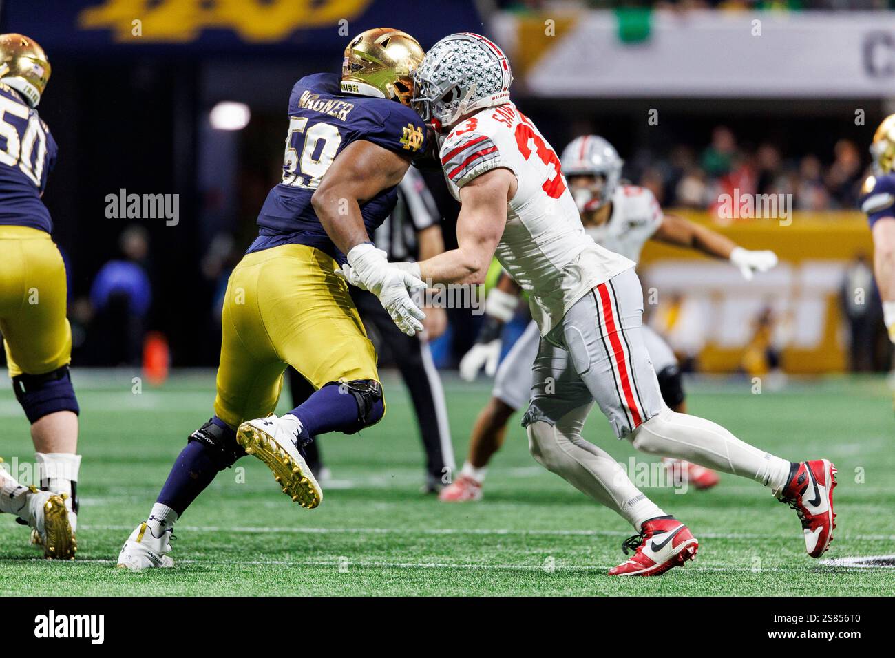 January 20, 2025: Notre Dame offensive lineman Aamil Wagner (59) and ...