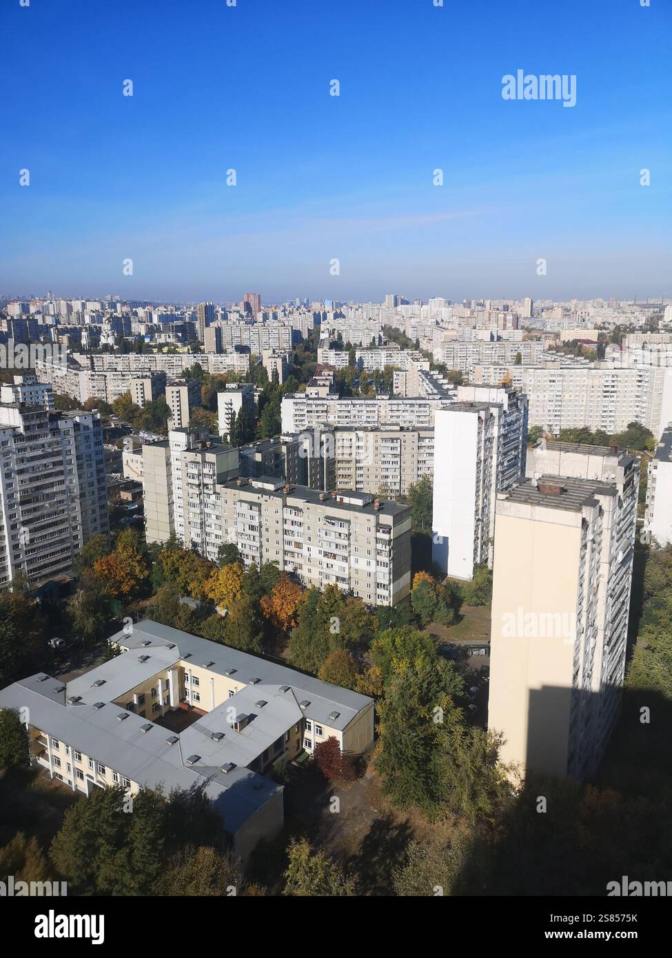 A typical residential area in Kyiv, Ukraine. The building in the middle ...