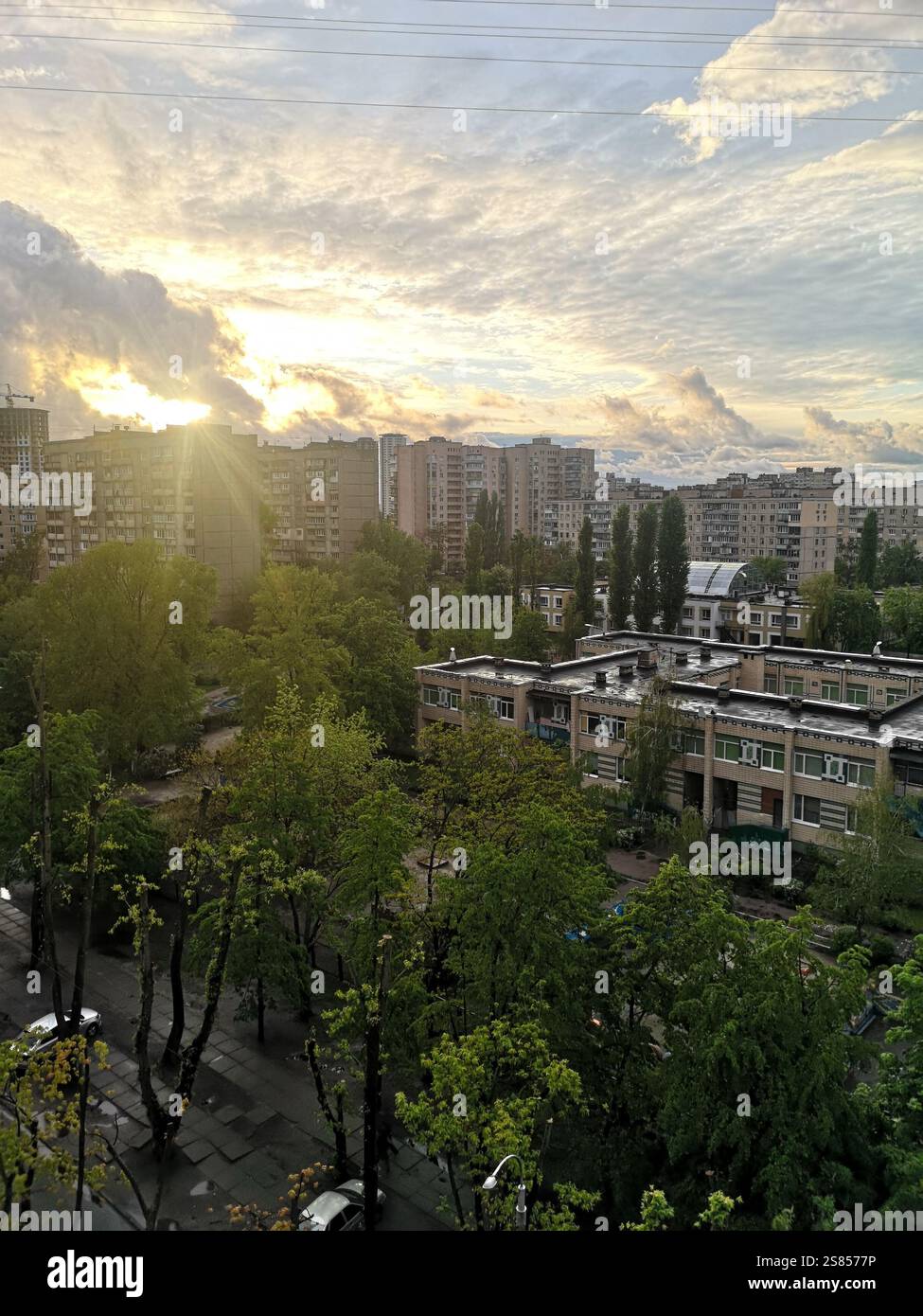 A typical residential area in Kyiv, Ukraine. The building in the middle ...