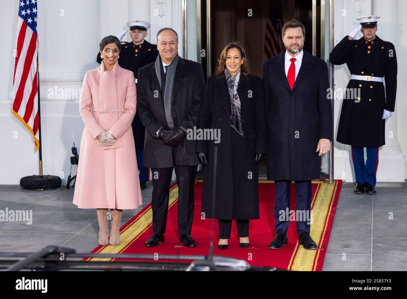 Vice President-elect JD Vance (R) and Vice President Kamala Harris (C-R ...