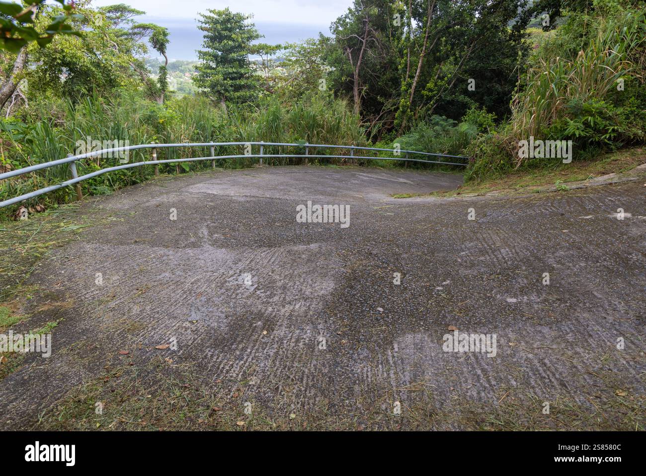 Very steep road to the highest point of La Dique, Seychelles Stock ...