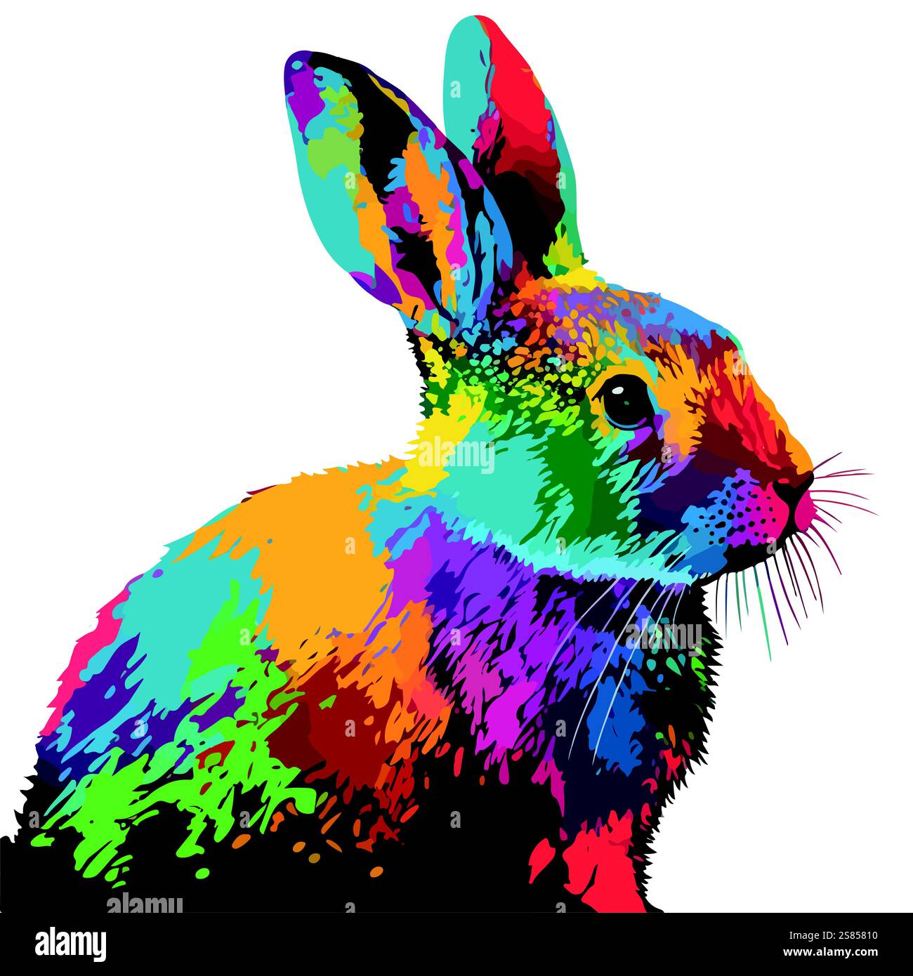 Colorful rabbit pop art vector illustration Stock Vector Image & Art ...