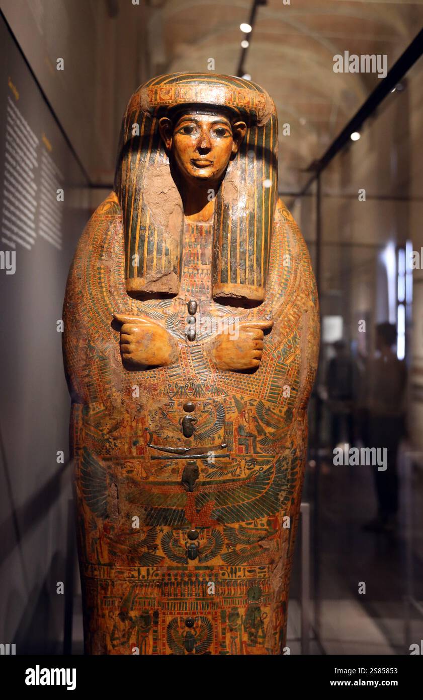 Llid of the coffin of Khonsumes. Wood and stucco. Third Intermediate ...