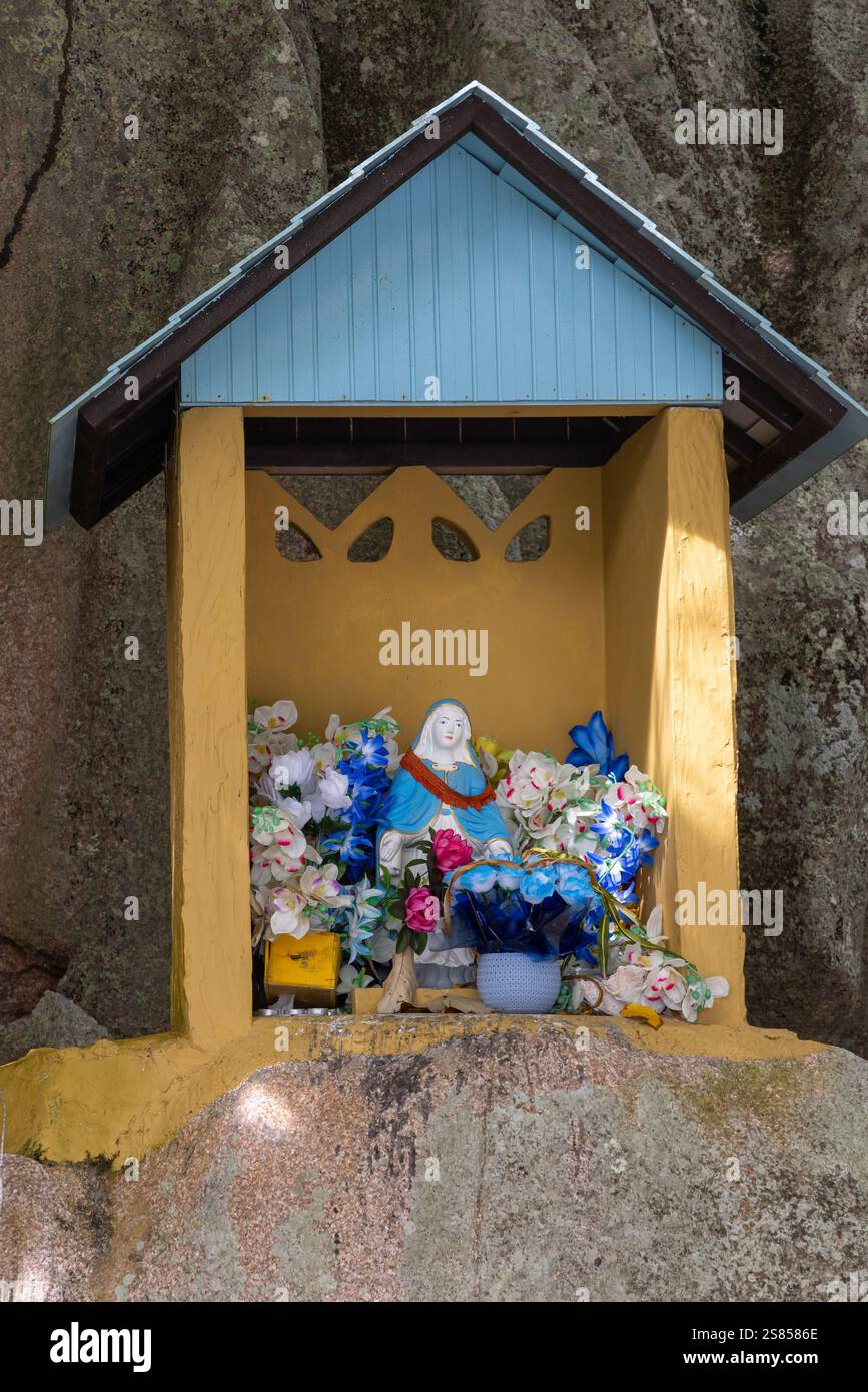 Virgin Mary Shrine on La Dique, Seychelles Stock Photo - Alamy
