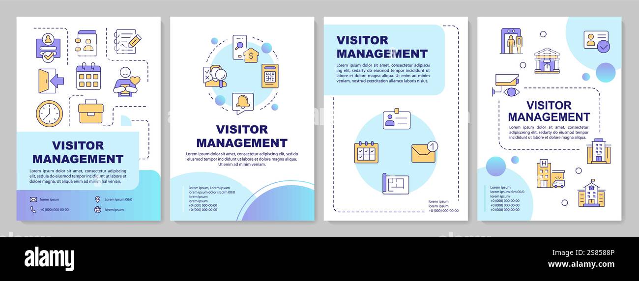 Visitors access management blue gradient brochure template Stock Vector Image & Art - Alamy
