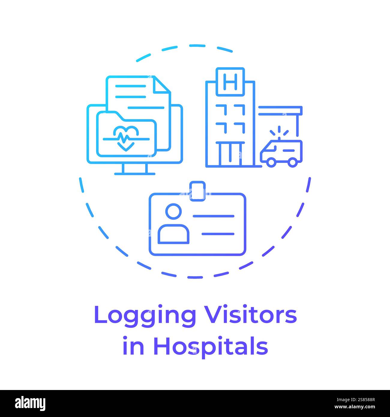 Hospital visitors logging blue gradient concept icon Stock Vector Image ...