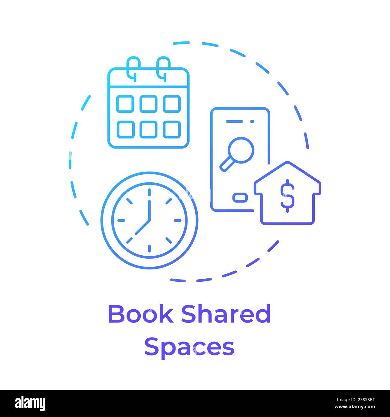 Book shared spaces blue gradient concept icon Stock Vector Image & Art ...