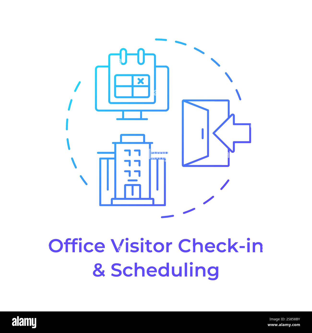 Office visitor check in and scheduling blue gradient concept icon Stock ...