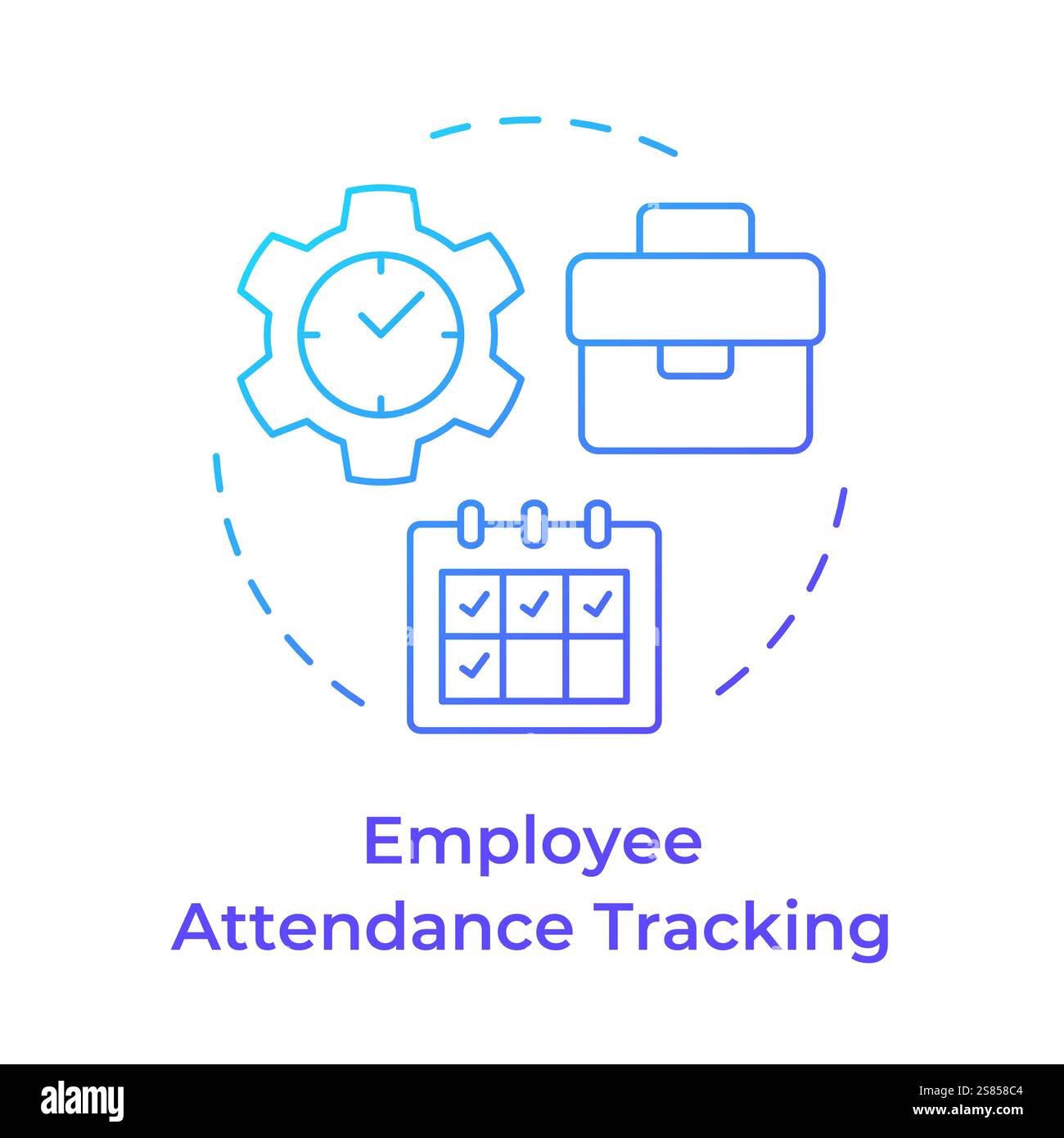 Employee attendance tracking blue gradient concept icon Stock Vector ...