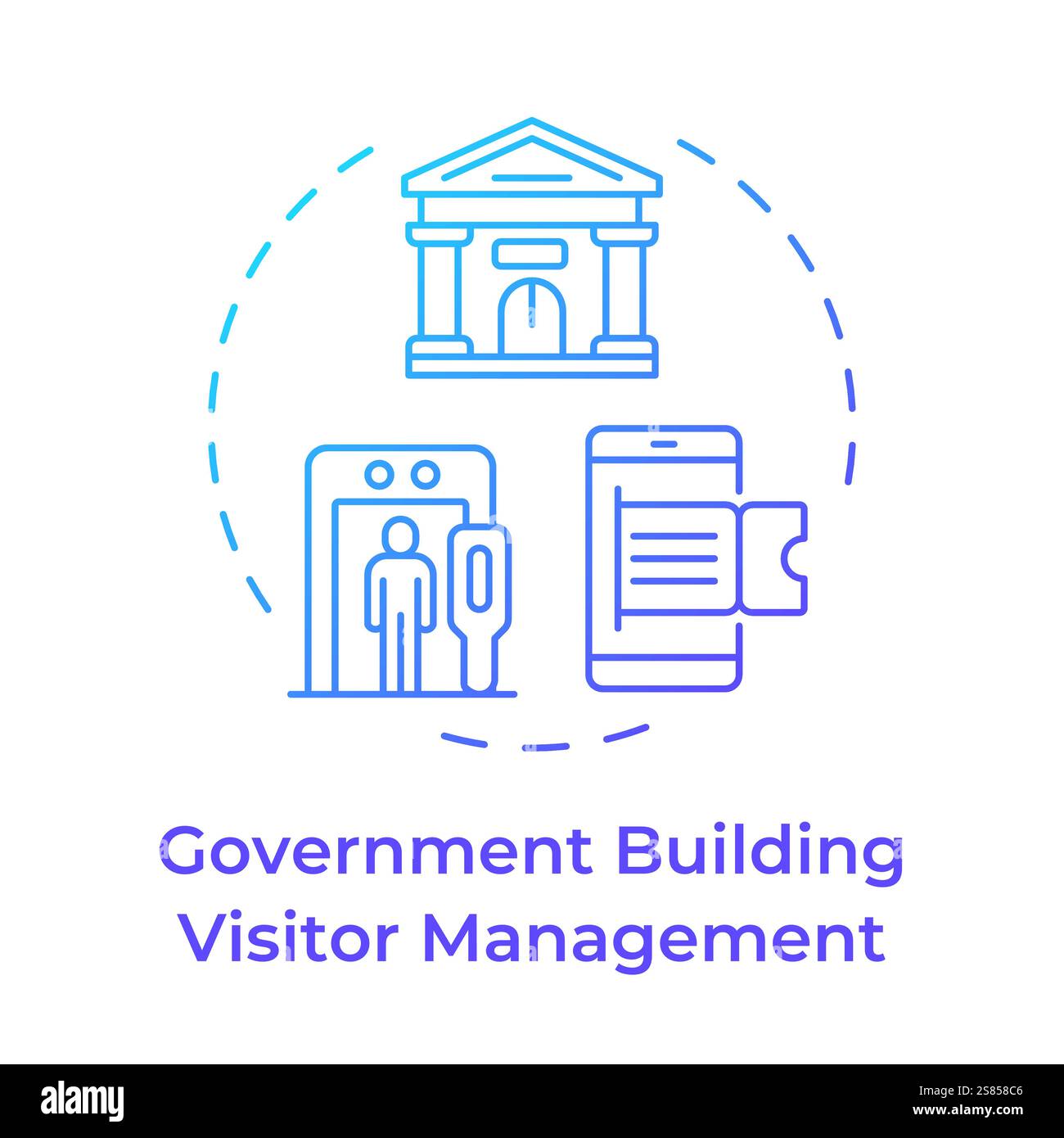 Government building visitor management blue gradient concept icon Stock ...