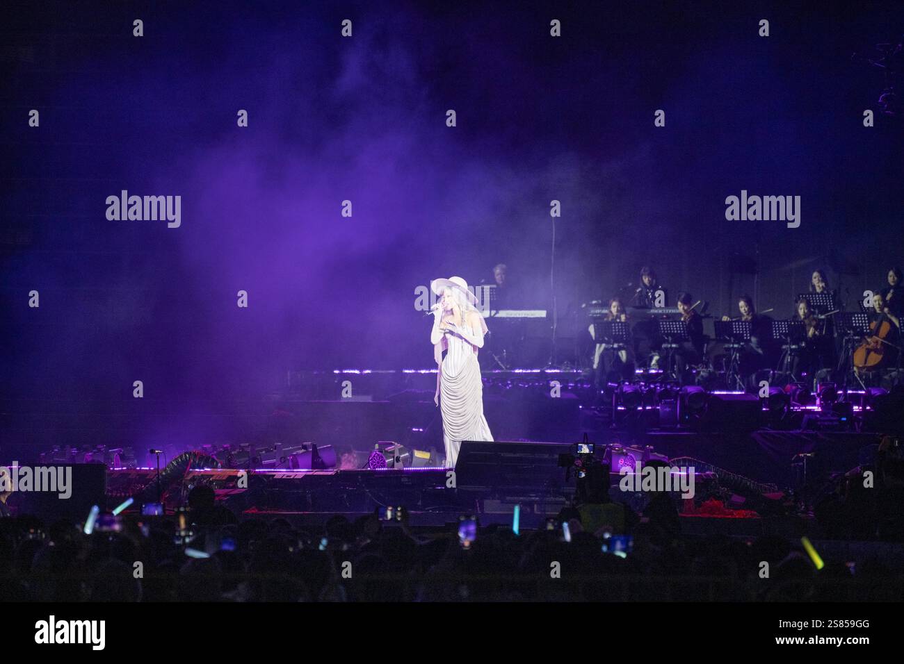 Taiwanese singer and actress Angela Zhang holds a concert in Haikou ...