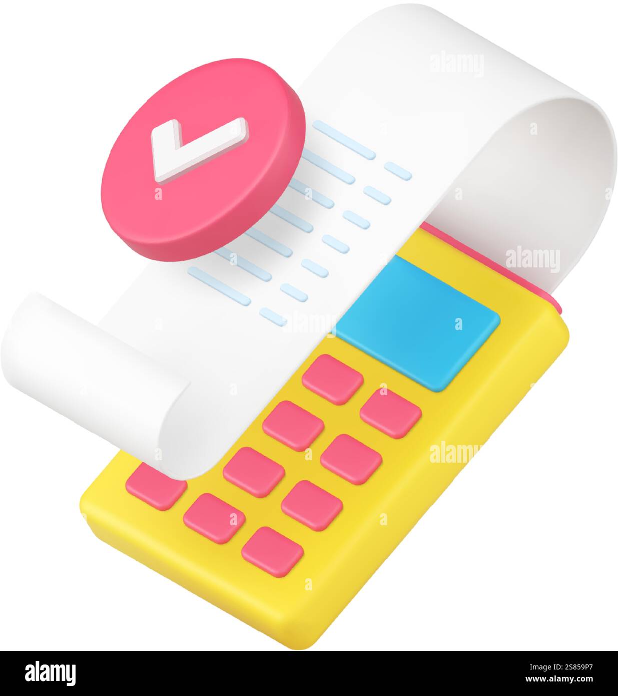 Success shopping payment POS machine terminal and receipt 3d icon ...